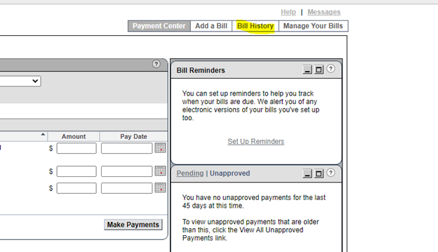 Download Bill Payment History | BankSouth