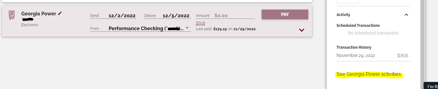 Download Bill Payment History | BankSouth